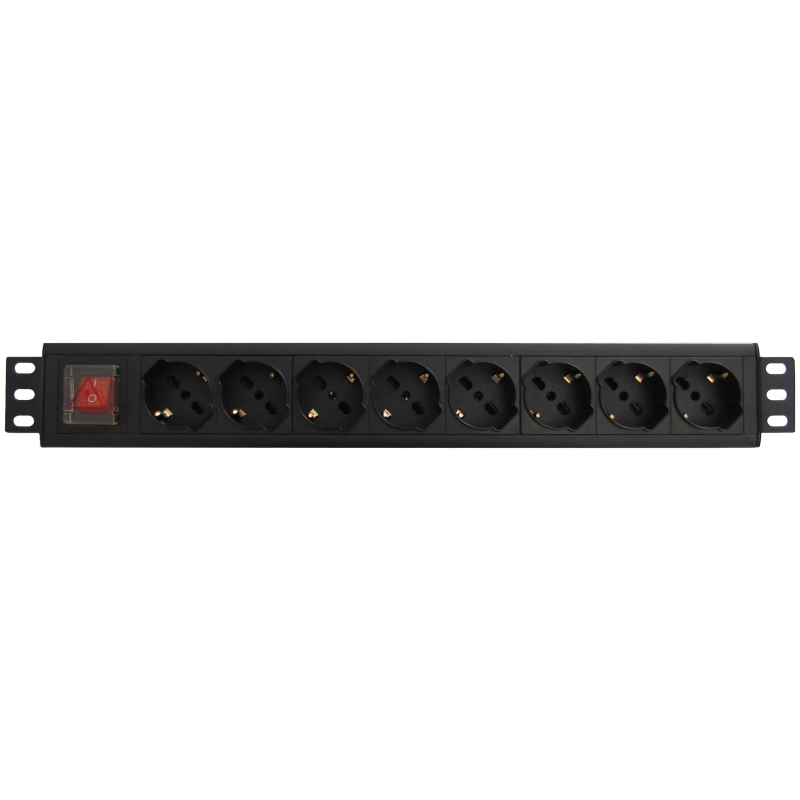 Multiple Socket rack 19 - 8 Schuko sockets, with On Off switch,1 unit ...