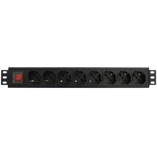 Multiple Socket rack 19 - 8 Schuko sockets, with On Off switch,1 unit ...